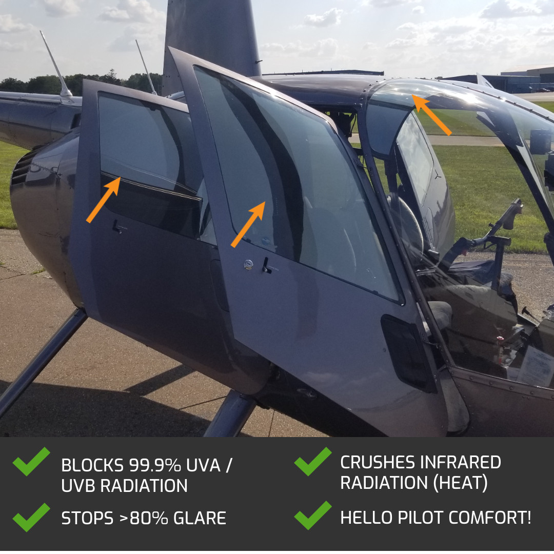 Robinson R44 Raven I Cockpit & Cabin Sun Solutions - Jet Shades, LLC