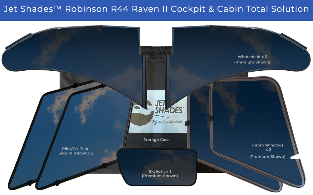 Robinson R44 Raven II Cockpit & Cabin Sun Solutions - Jet Shades, LLC